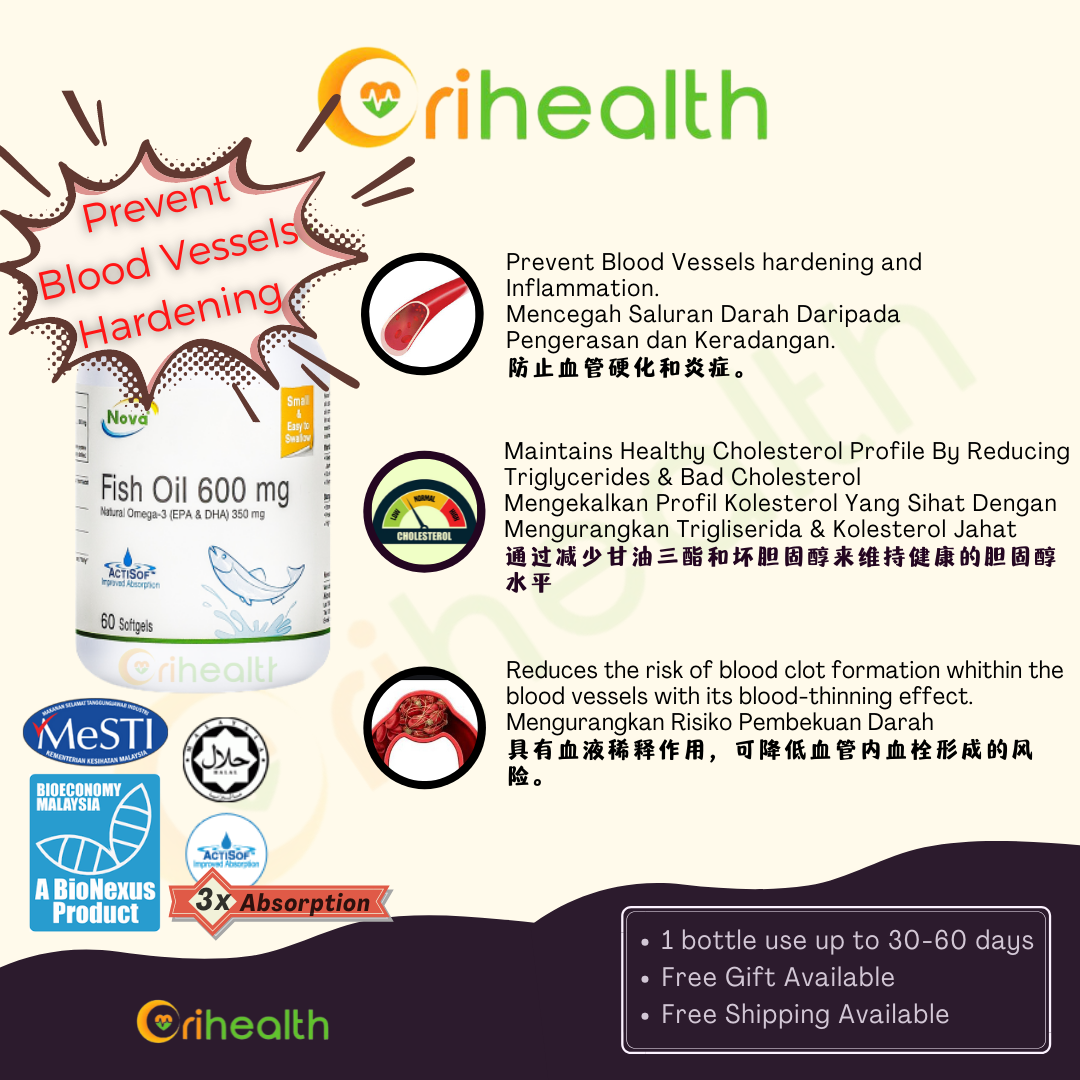 NOVA Fish Oil 600mg Softgels 60s – Orihealth.my