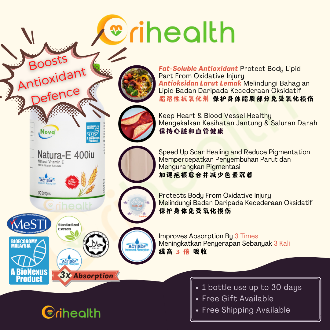 NOVA Natura-E 400iu Softgels [ 30s / 100s ] – Orihealth.my